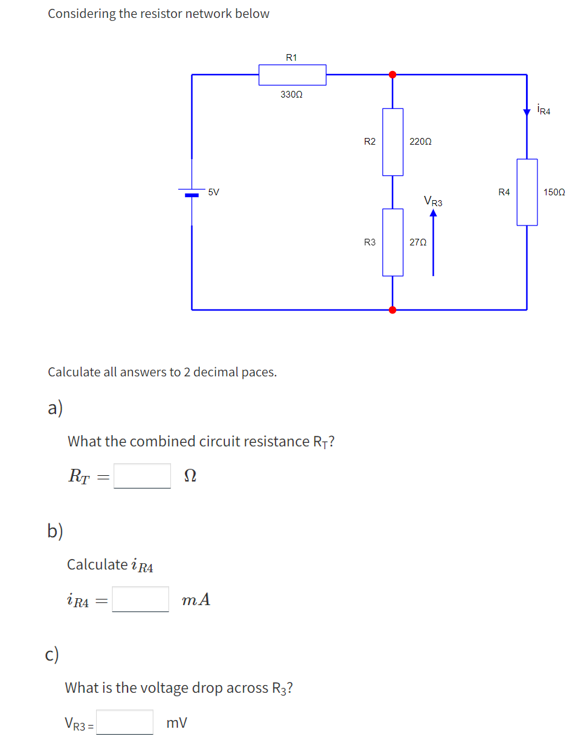 Solved Considering the resistor network belowCalculate all | Chegg.com