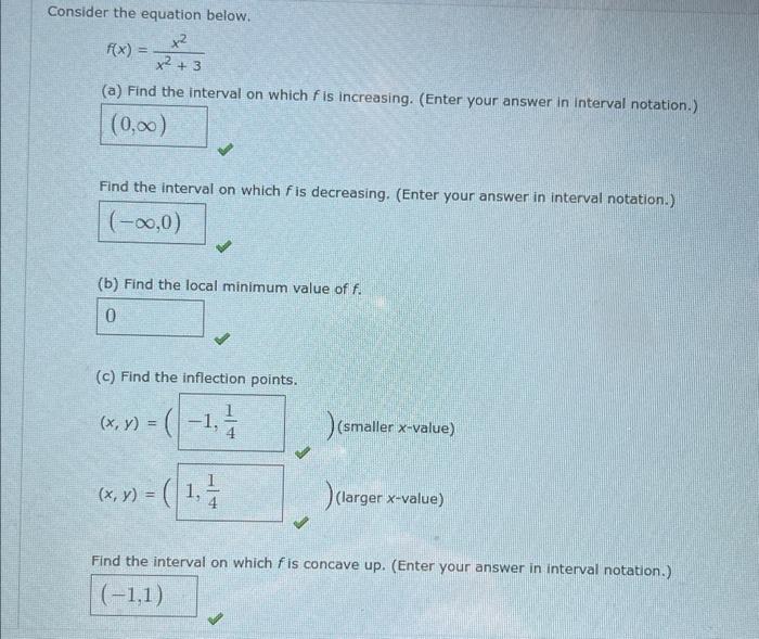 Solved Consider the equation below. f(x)=x2+3x2 (a) Find the | Chegg.com