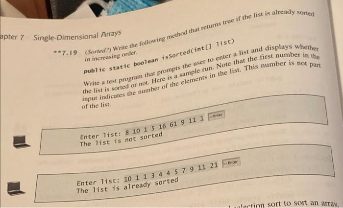 Solved apter 7 Single-Dimensional Arrays **7.19 (Sorted) | Chegg.com