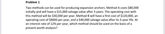 Solved Problem 1 Two methods can be used for producing | Chegg.com