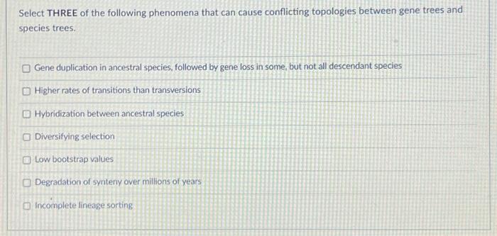 Solved Select THREE of the following phenomena that can | Chegg.com