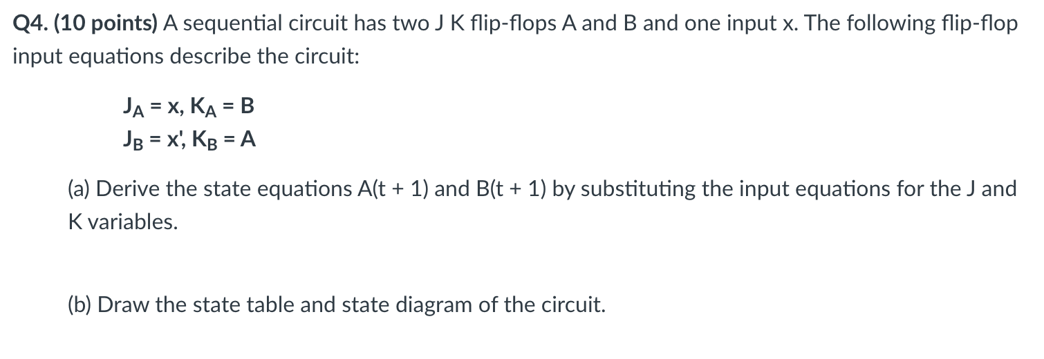 Solved A sequential circuit has two J K ﻿flip-flops A and B | Chegg.com