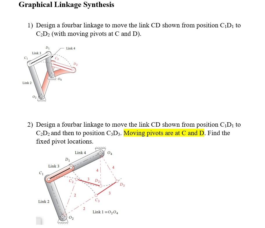 Solved solve 1and2 ﻿Graphical Linkage SynthesisDesign a | Chegg.com