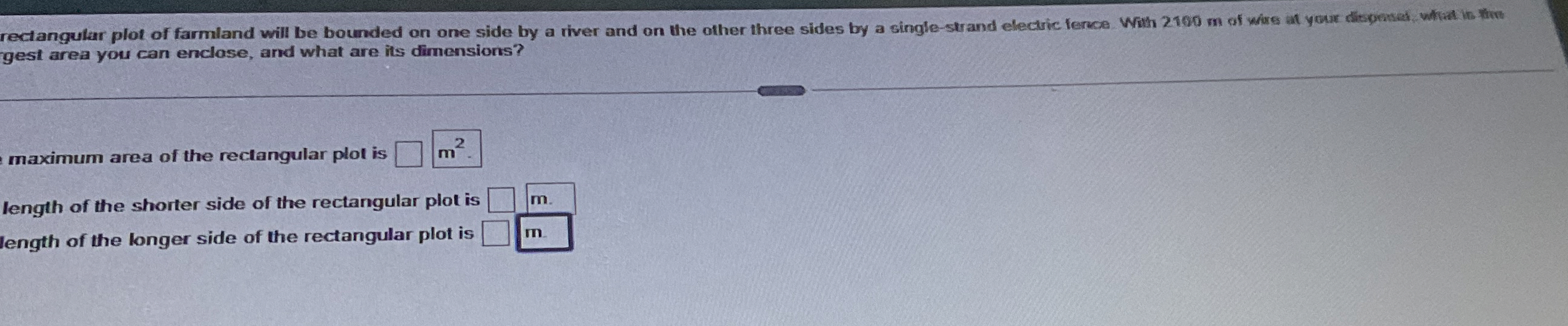 Solved rectangular plot of farmland will be bounded on one | Chegg.com