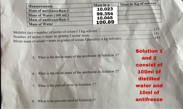 Molality M Number Of Moles Of Solute 1 Kg Solvent