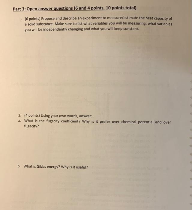Solved Part 3: Open answer questions ( 6 and 4 points, 10 | Chegg.com
