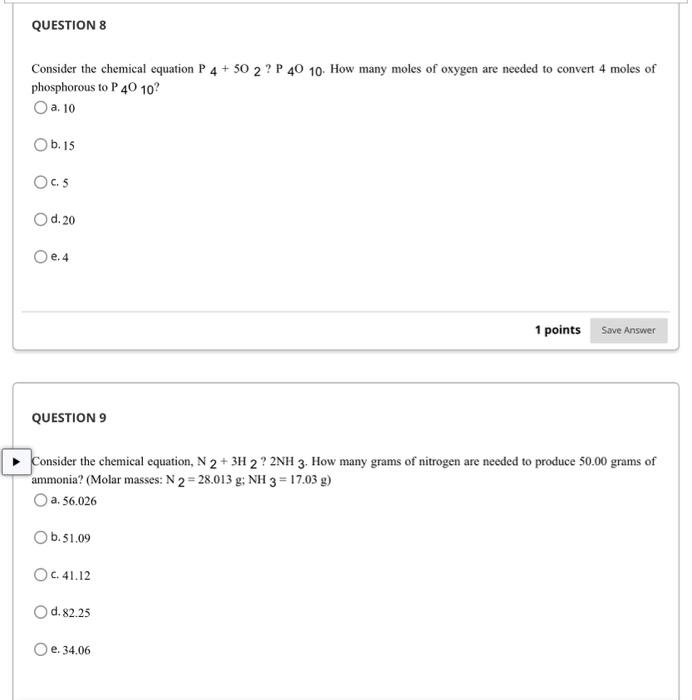 Solved Consider the chemical equation P4+5O2 ? P 44 10. How | Chegg.com