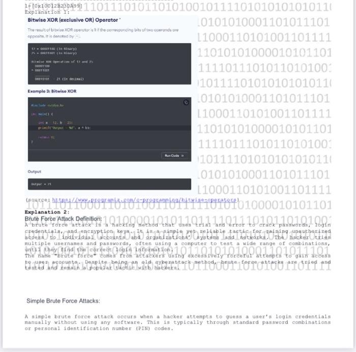 Bitwise XOR (exclusive OR) Operator " The riplult of | Chegg.com