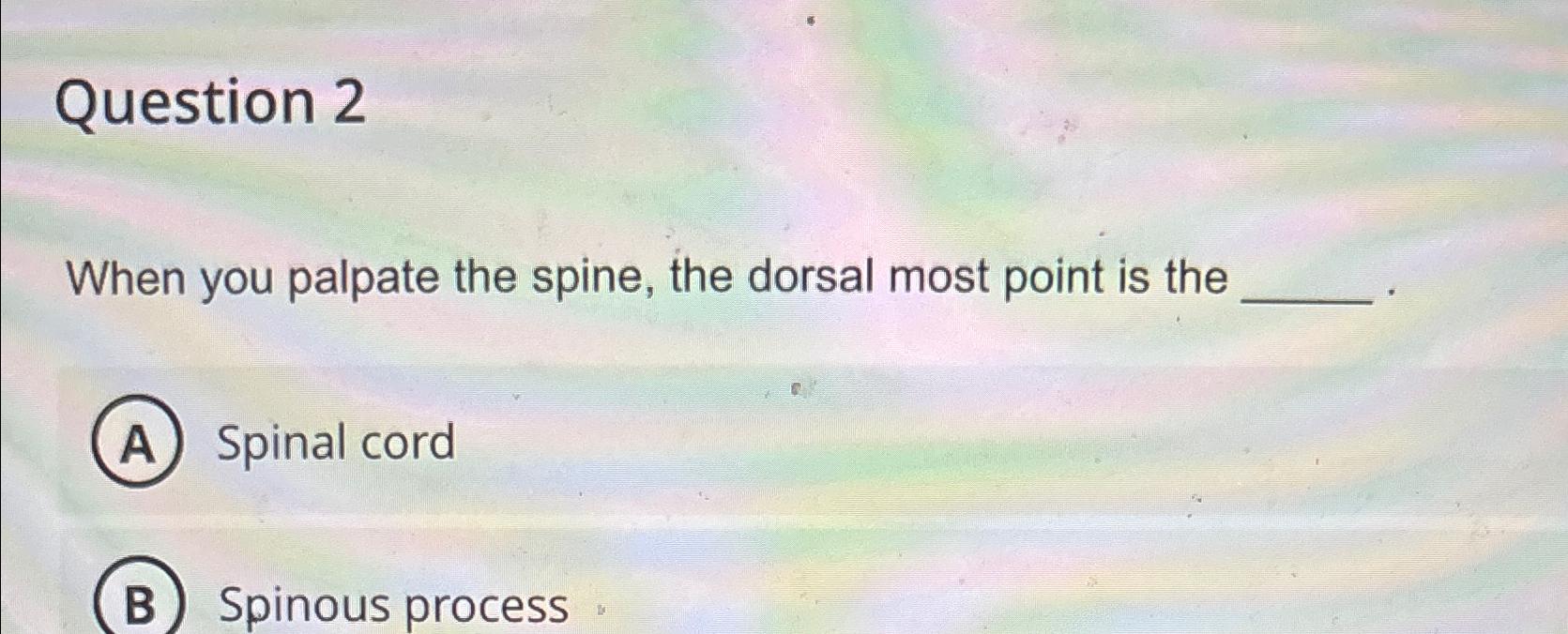 Solved Question 2When you palpate the spine, the dorsal most | Chegg.com