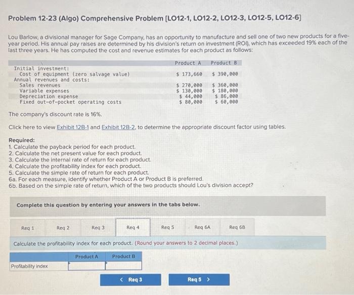 Solved Problem 12-23 (Algo) Comprehensive Problem [LO12-1, | Chegg.com