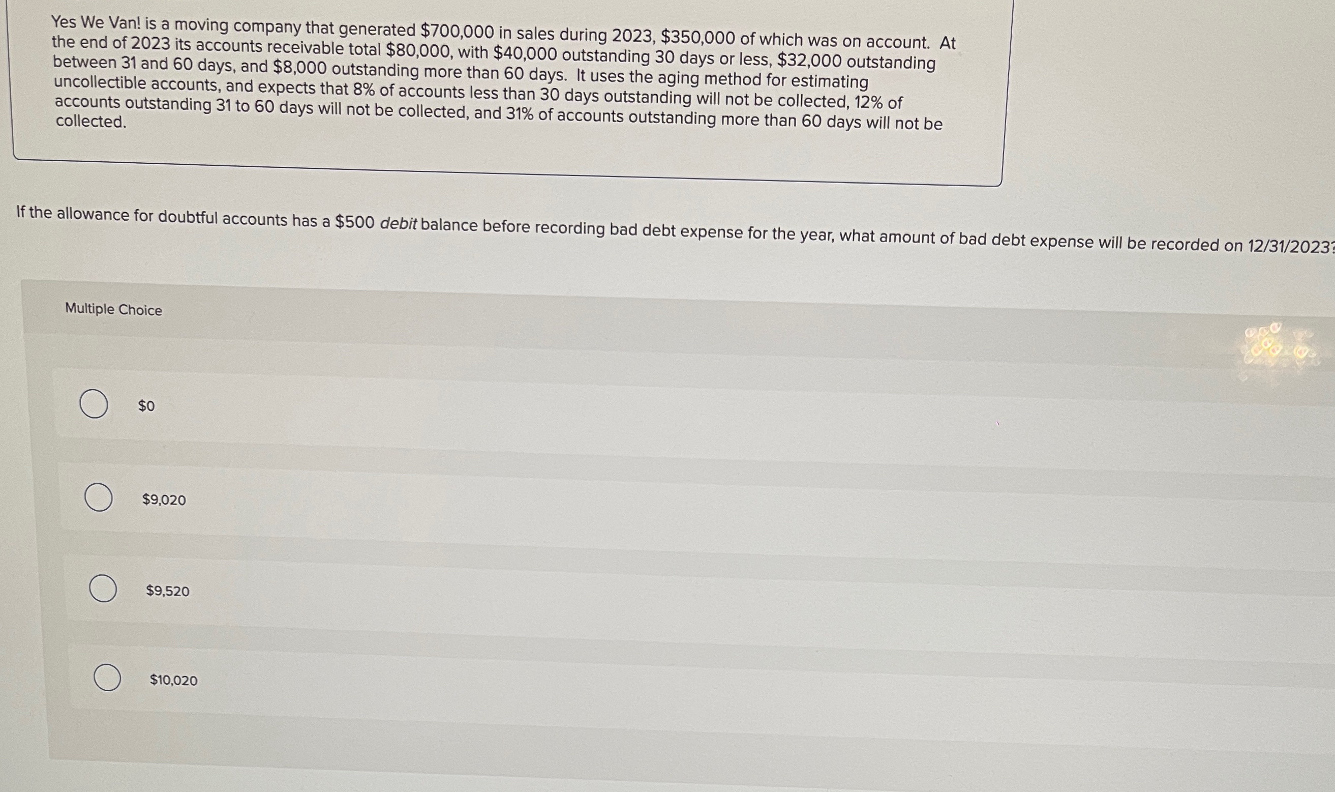 Solved Yes We Van! is a moving company that generated | Chegg.com