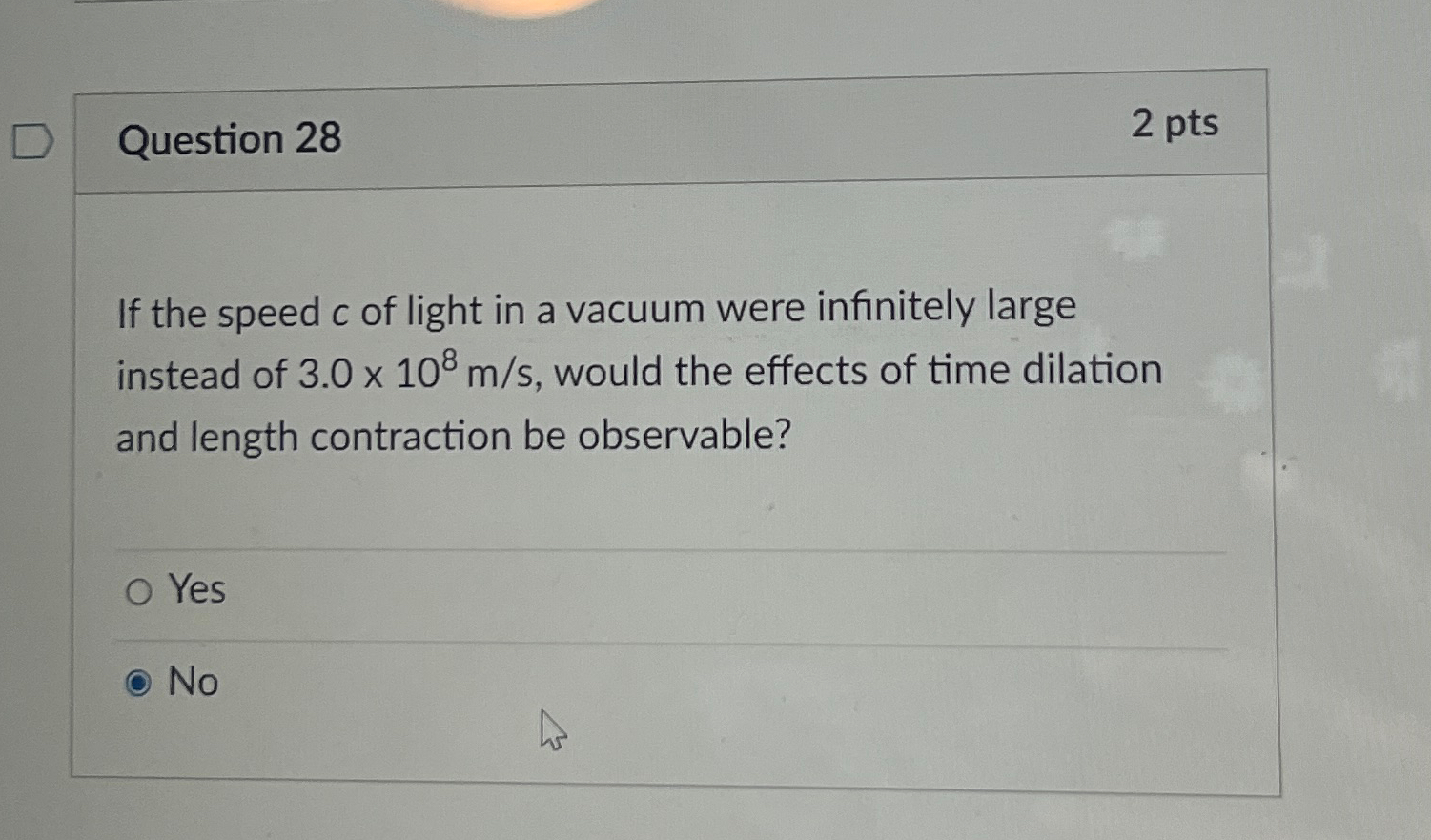 Solved Question 282ptsIf the speed c ﻿of light in a vacuum | Chegg.com
