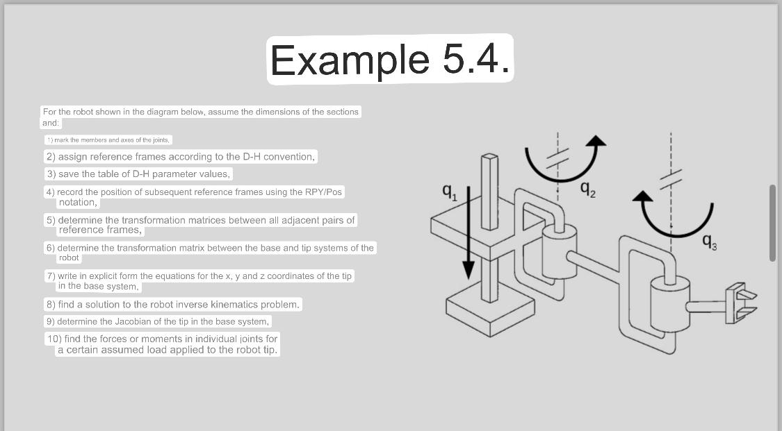 Solved Example 5.4. ﻿For the robot shown in the diagram | Chegg.com