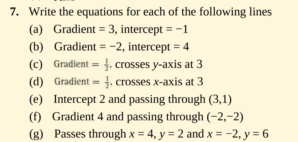 Solved Write the equations for each of the following | Chegg.com