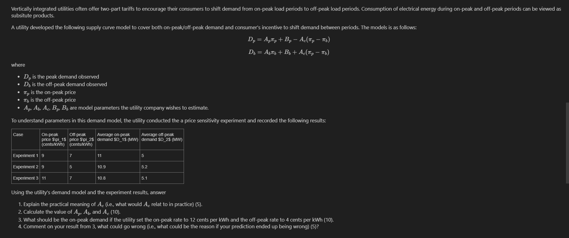 Solved subsitute products.A utility developed the following | Chegg.com