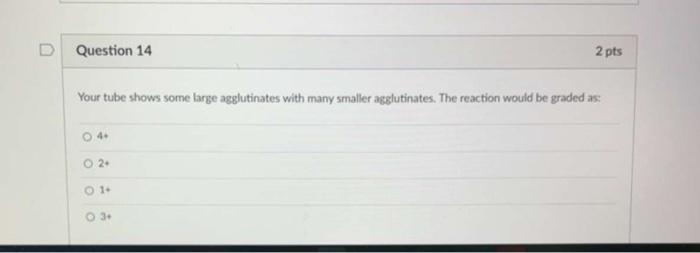 Match the following grade reactions for agglutination | Chegg.com