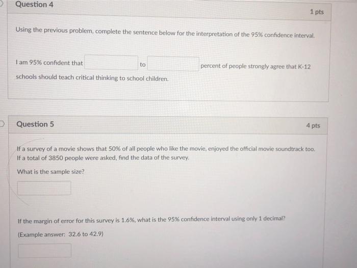 Solved Question 4 1 Pts Using The Previous Problem Complete 4410