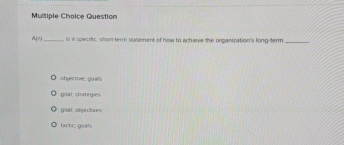 Solved Multiple Choice QuestionA(n) ﻿is a specific, | Chegg.com