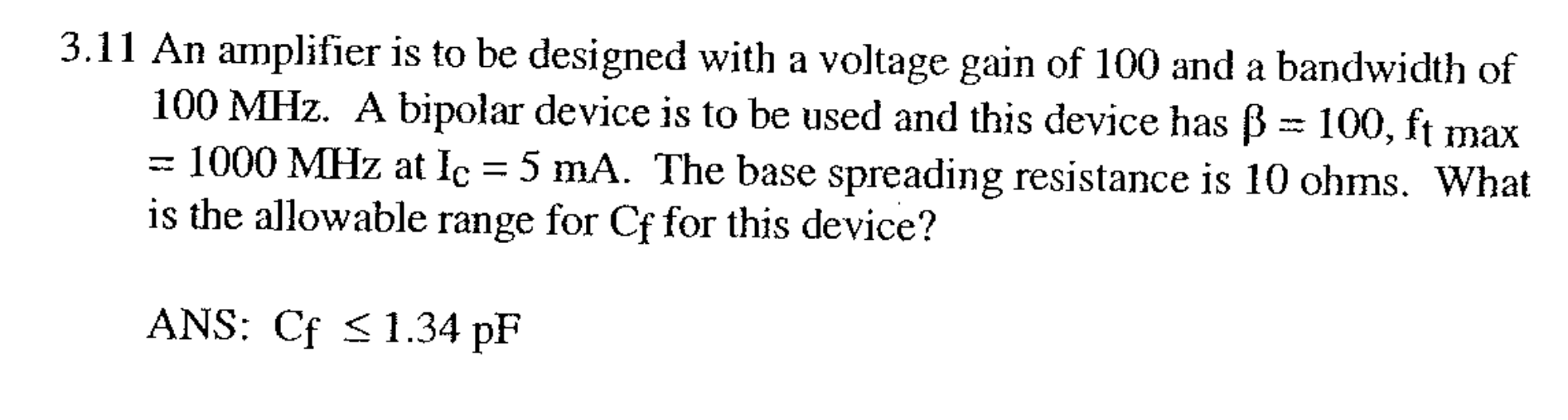 Solved 3.11 ﻿An amplifier is to be designed with a voltage | Chegg.com