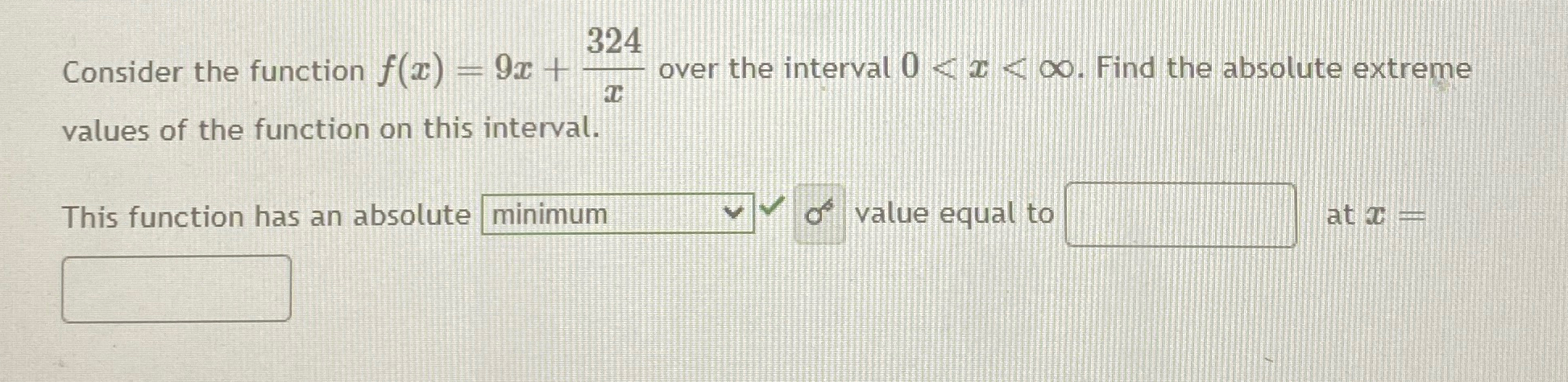 Solved Consider the function f(x)=9x+324x ﻿over the interval | Chegg.com