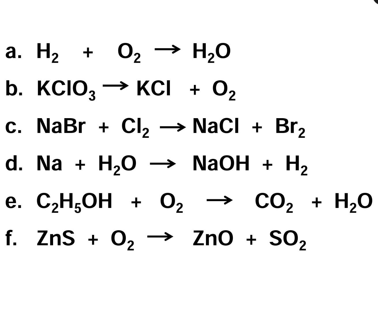 Solved balance the following reactions please explain having | Chegg.com