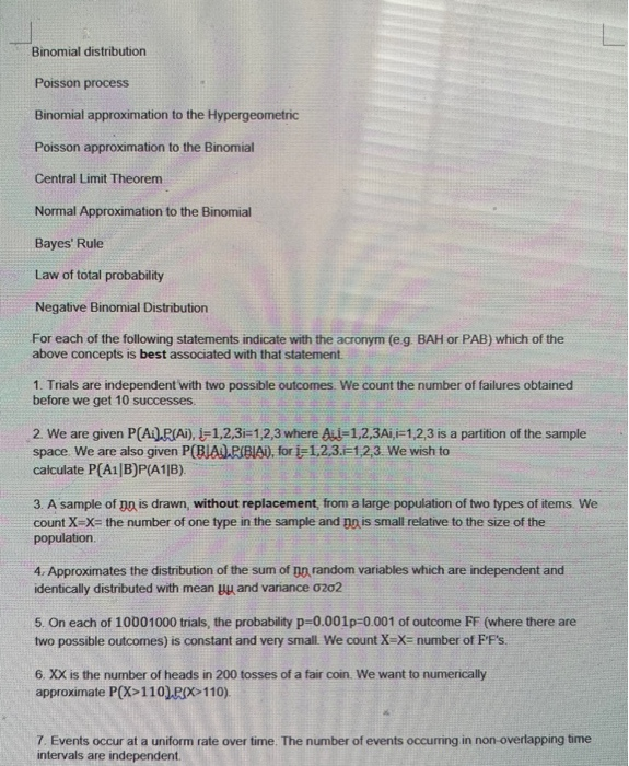Solved Binomial distribution Poisson process Binomial | Chegg.com