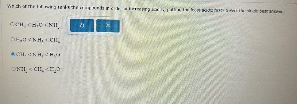 Solved Which of the following ranks the compounds in order | Chegg.com