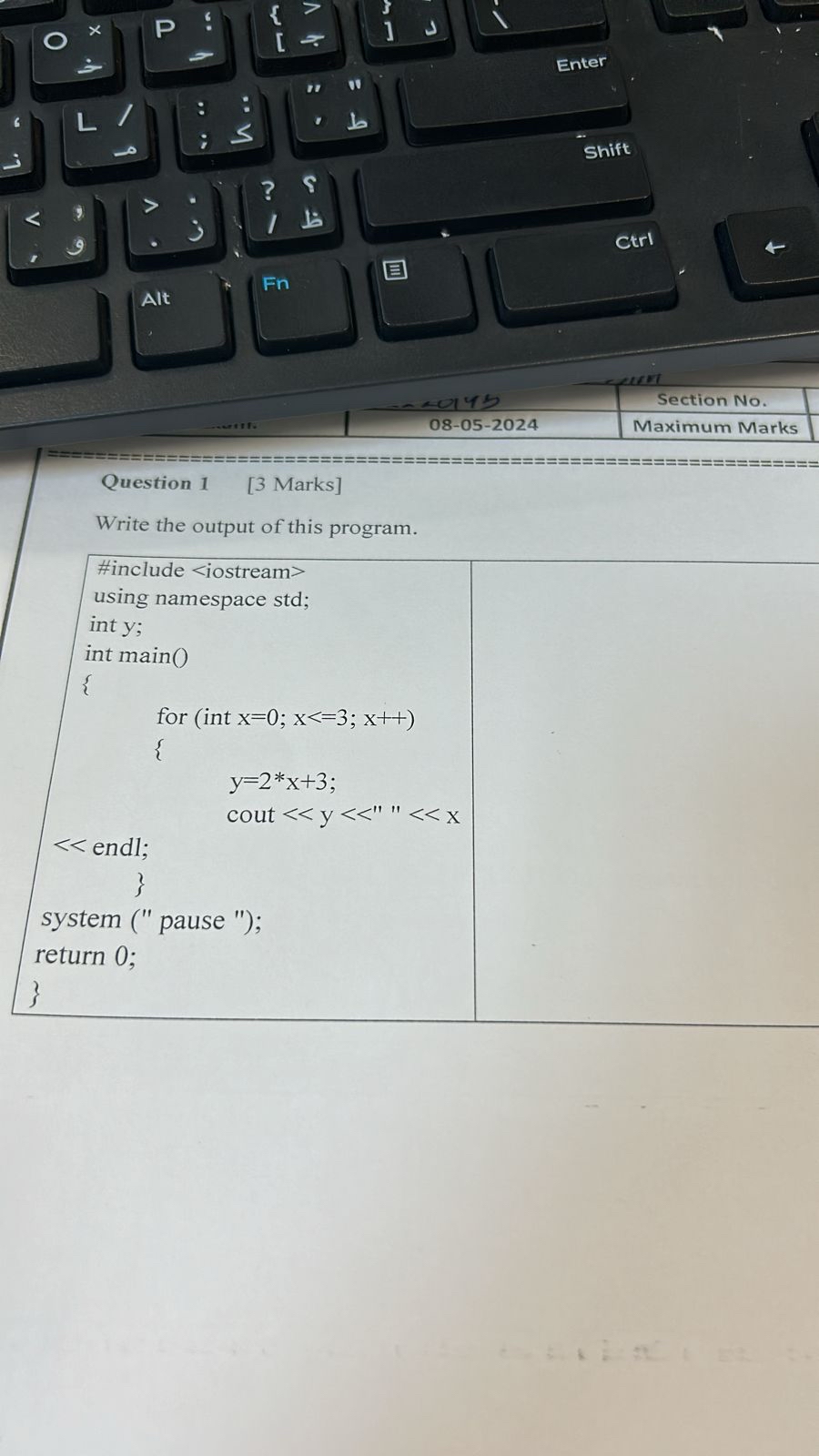 Solved Question 1[3 ﻿Marks]Write the output of this | Chegg.com