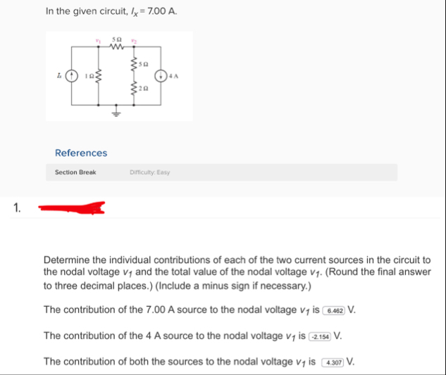 Solved In the given circuit, Ix=7.00A.ReferencesSection | Chegg.com