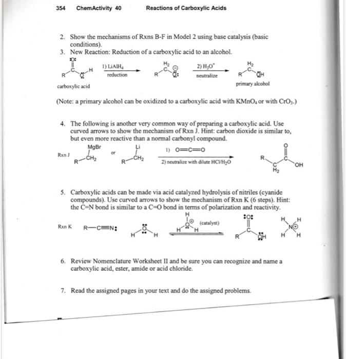 Solved ChemActivity 40 Reactions of Carboxylic Acids 349 | Chegg.com