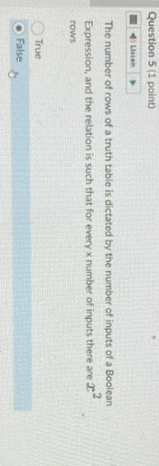 Solved Question 5 (1 ﻿point)UisienThe number of rows of a | Chegg.com