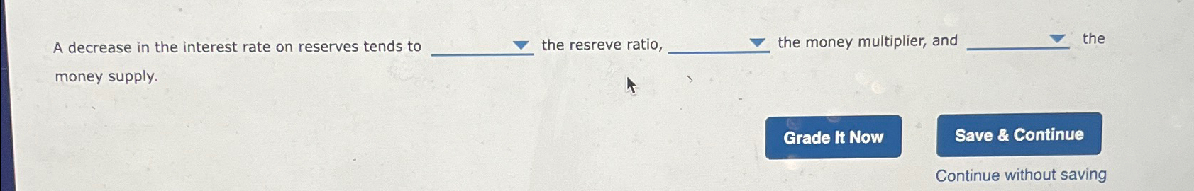 Solved A decrease in the interest rate on reserves tends to | Chegg.com