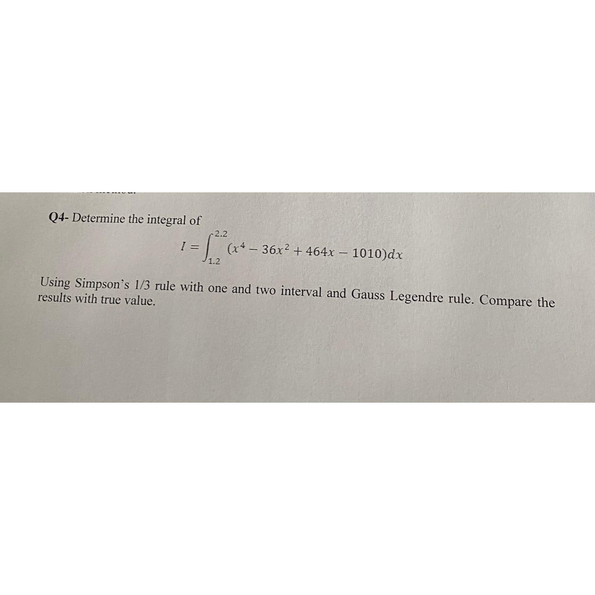 Solved Q4- ﻿Determine the integral | Chegg.com