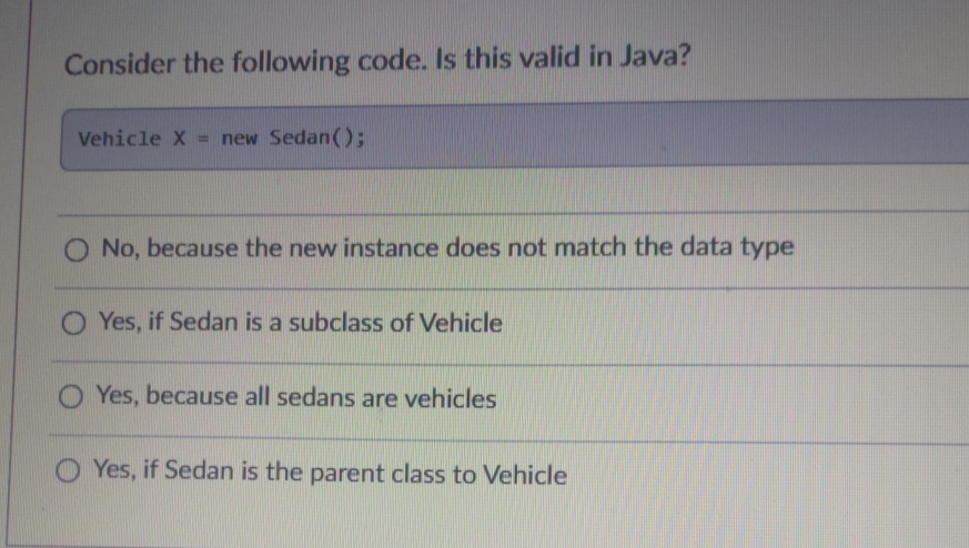 Solved Consider the following code. Is this valid in | Chegg.com