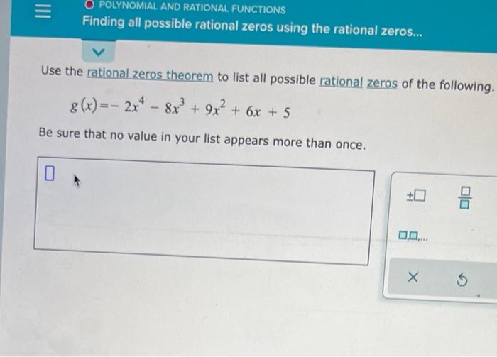 Solved O POLYNOMIAL AND RATIONAL FUNCTIONS Finding all | Chegg.com