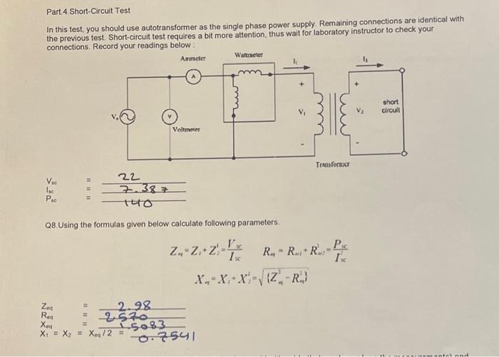Solved Part.4. Short-Circuit Test In this test, you should | Chegg.com