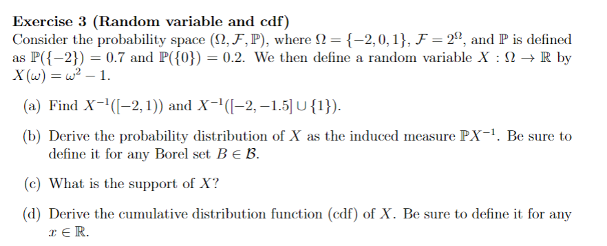 Solved Exercise 3 (Random variable and cdf)Consider the | Chegg.com