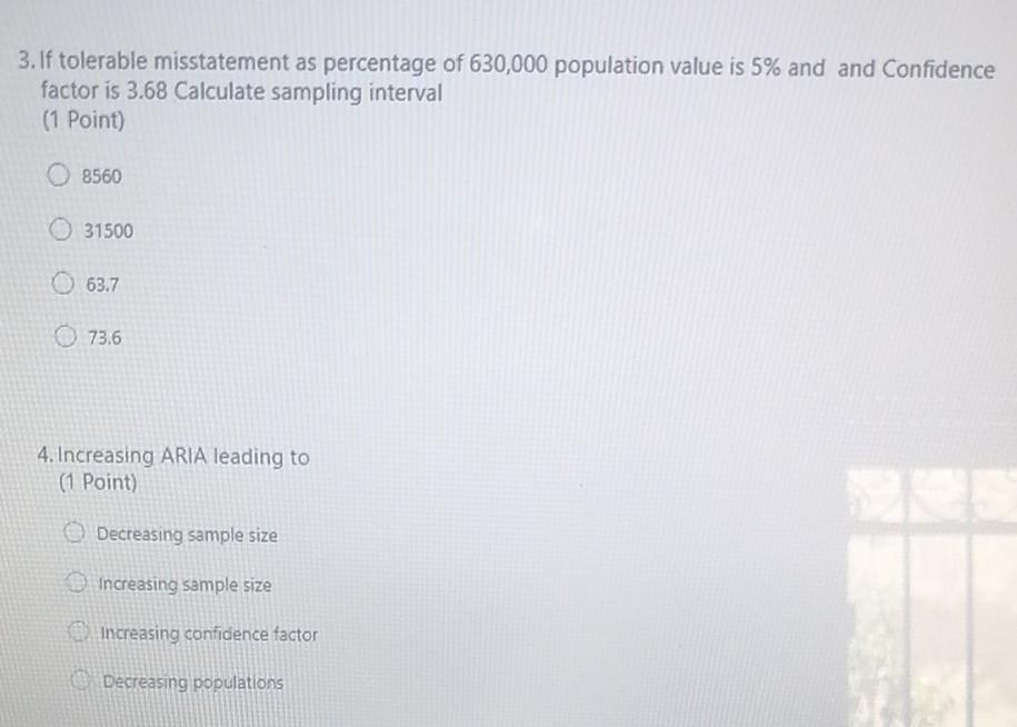 Solved 3. If tolerable misstatement as percentage of 630,000 | Chegg.com