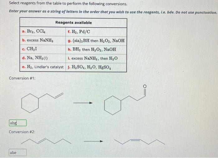 Solved Select reagents from the table to perform the | Chegg.com