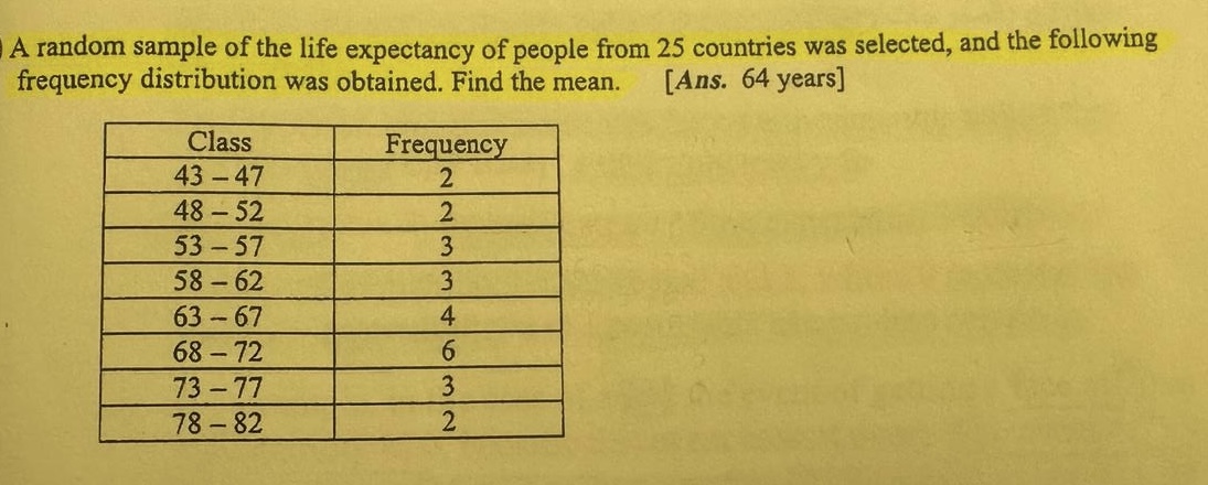 Solved A random sample of the life expectancy of people from | Chegg.com