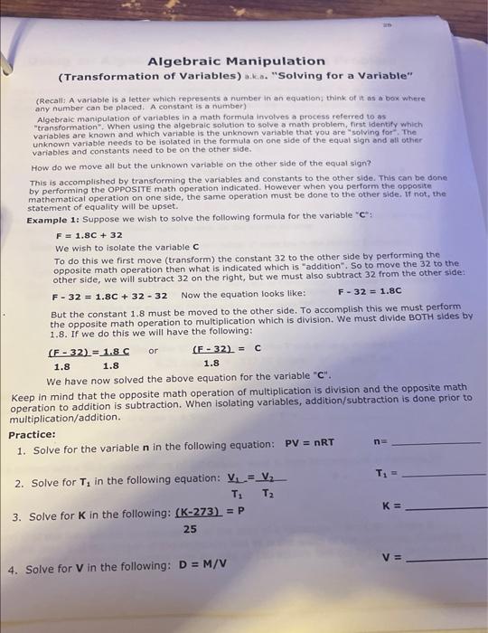 Solved (Recall: A variable is a letter which represents a | Chegg.com