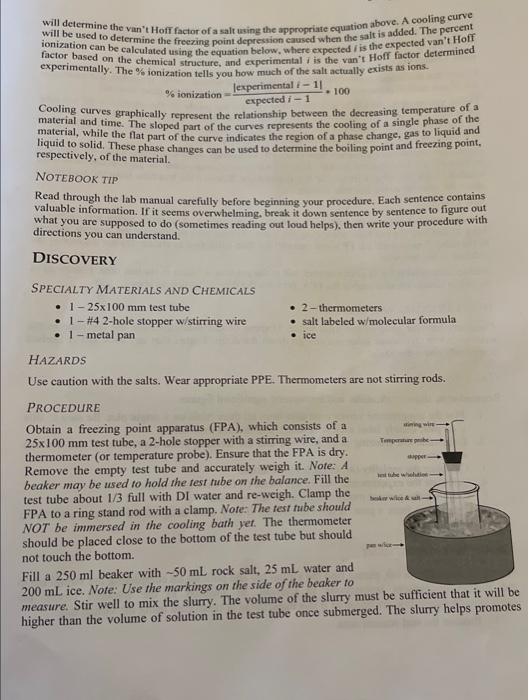 Solved a. calculate the experimental van't hoff factor (i) | Chegg.com