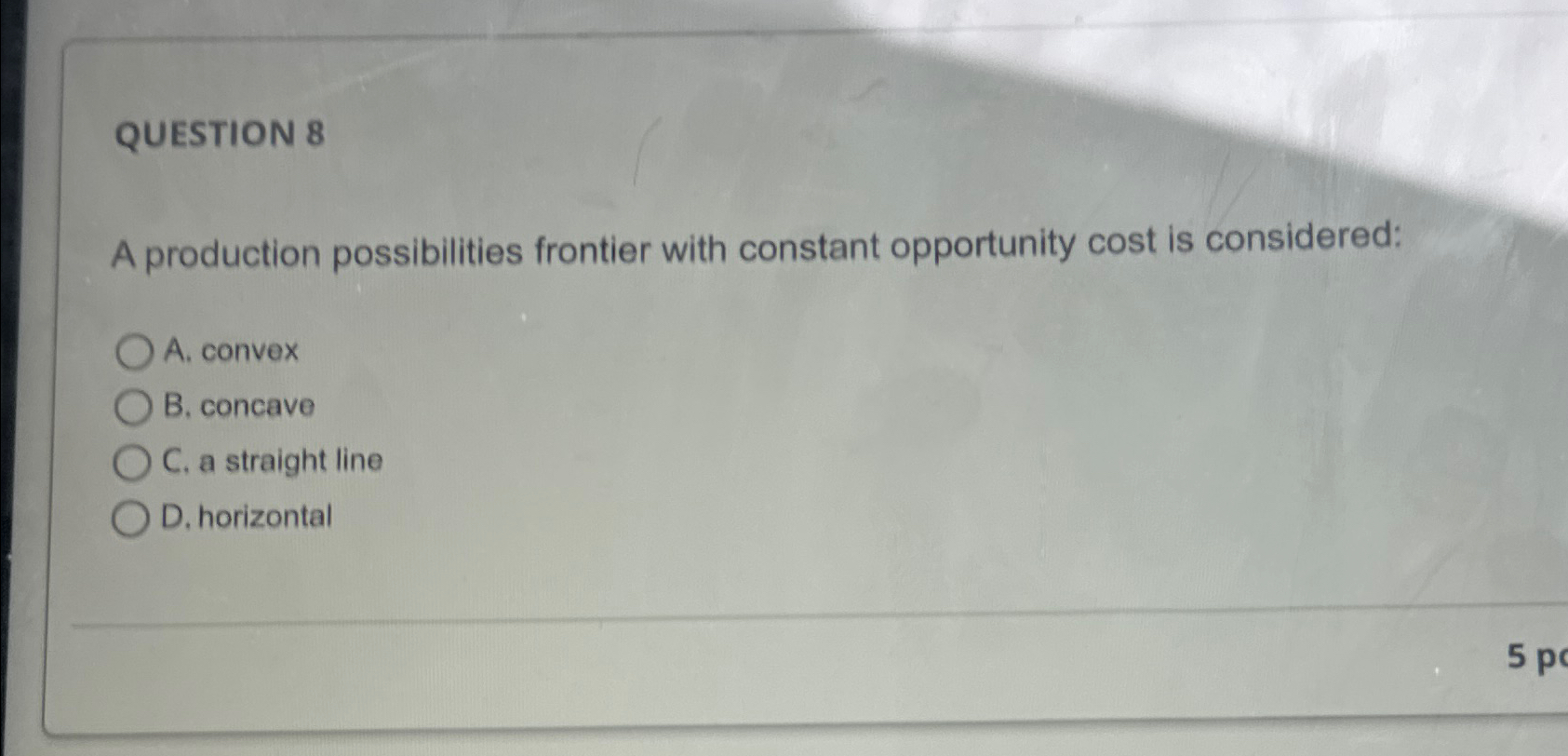 Solved QUESTION 8A production possibilities frontier with | Chegg.com