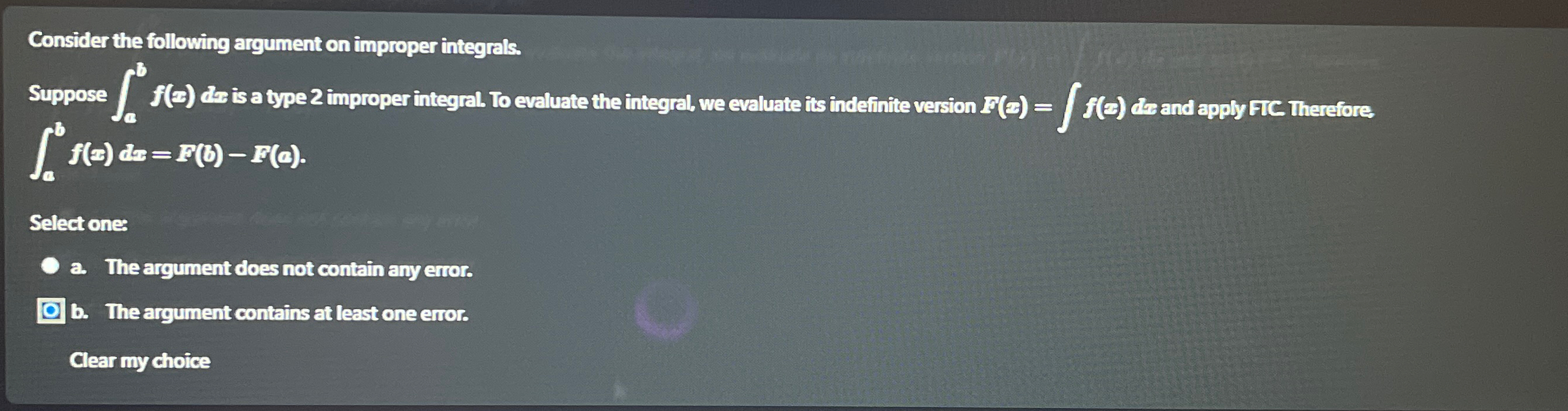 Solved Consider the following argument on improper | Chegg.com
