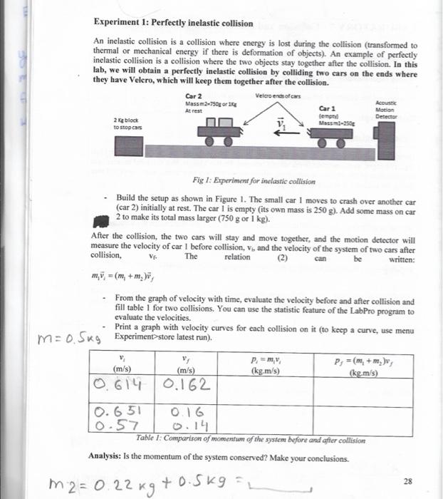 Solved LABORATORY 7 - Collision and conservation of momentum | Chegg.com