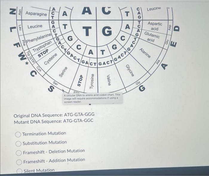 Solved Identify which type of mutation this DNA change is, | Chegg.com