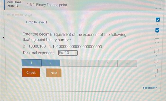 Solved CHALLENGE ACTIVITY 1.6.2: Binary floating point | Chegg.com