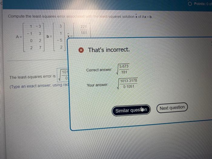 Solved Compute the least-squares error associated with the | Chegg.com