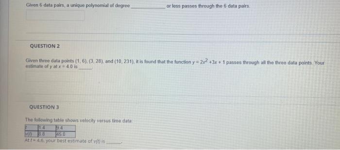 Solved Given 6 data pairs, a unique polynomial of degree or | Chegg.com