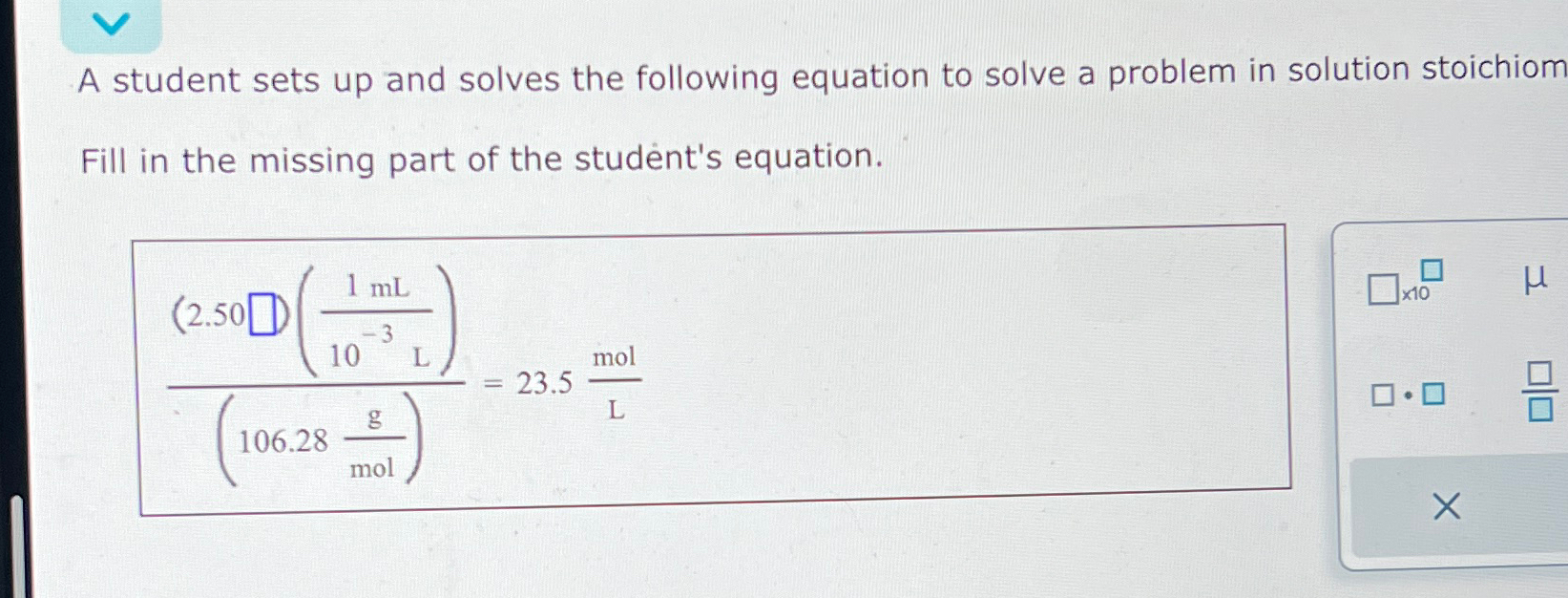 Solved A student sets up and solves the following equation | Chegg.com